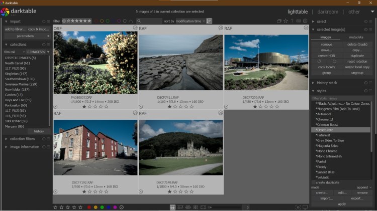 A selection of Darktable Styles – One Camera One Lens Photography